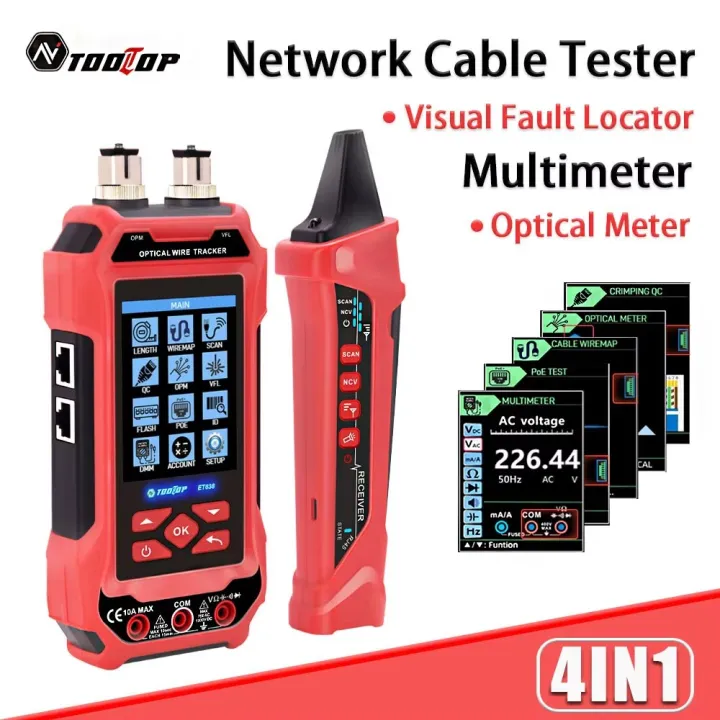 TOOLTOP 4 IN 1 Digital Network Cable Tester QC Crimping Test Multimeter ...