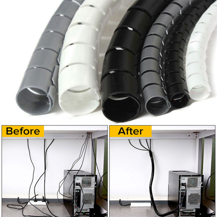 2M 16mm Flexible Spiral Cable Wire Protector Cable Organizer Computer ...