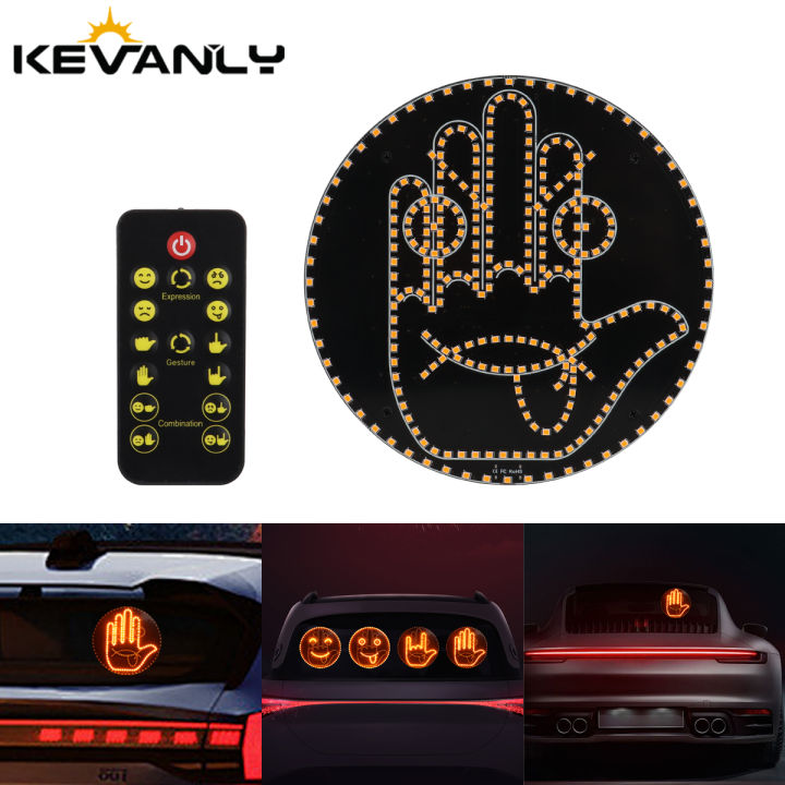 Car LED Funny Facial Expression Light With Remote Control Rear Window ...