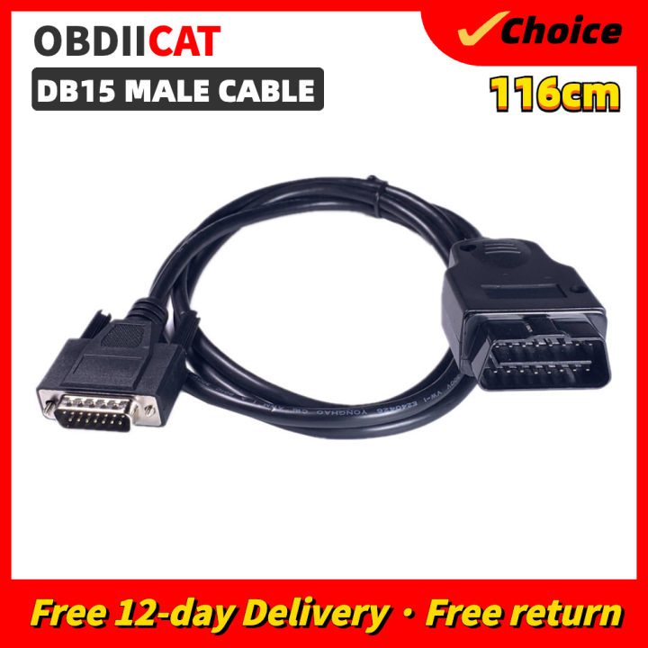 OBDIICAT 1M CAR OBD2 Male To DB15 Male OBDII Extension Diagnostic Tool ...