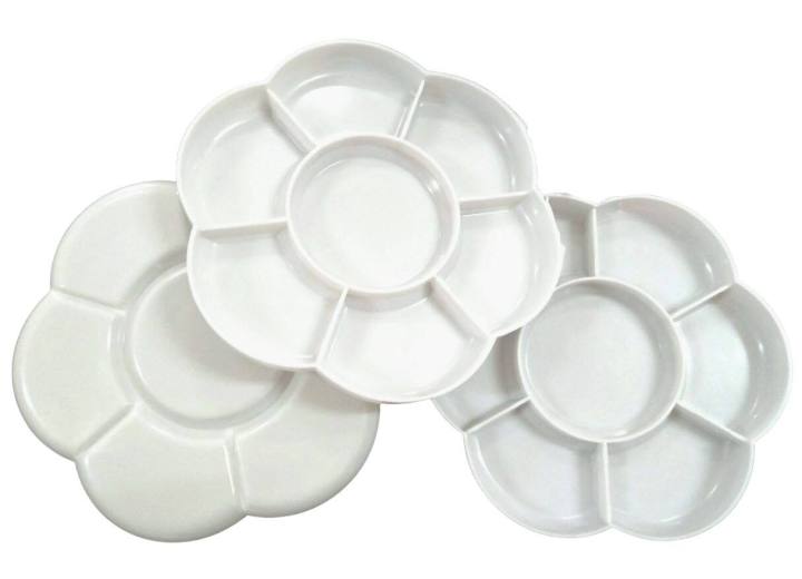 [Solid white version] 7-9 holes flower shape plastic color palette tray ...