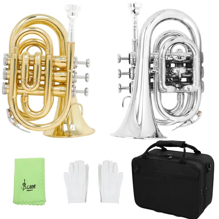 SLADE Mini Pocket Trumpet Bb Flat Brass Gold-painted Exquisite Durable ...