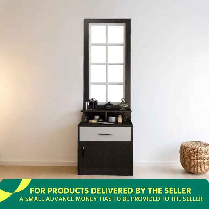 ROCOCO Special Black & White Dressing Table with Shelf Rack 2 Large ...