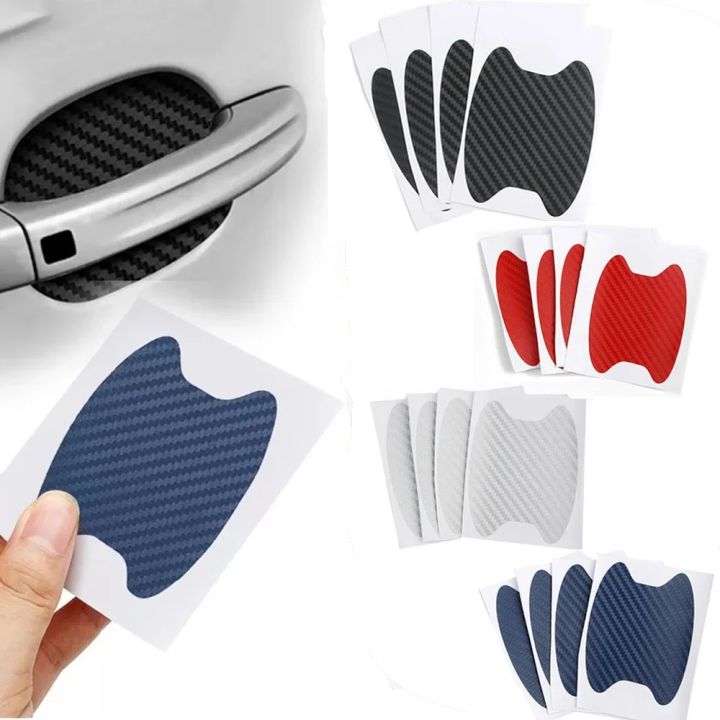 4pcs/Set Carbon Fiber Texture Car Door Handle Cup Scratch Protective ...