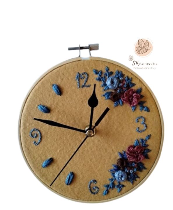 Hand Embroidery Clock/ Decorative clock | Daraz.pk