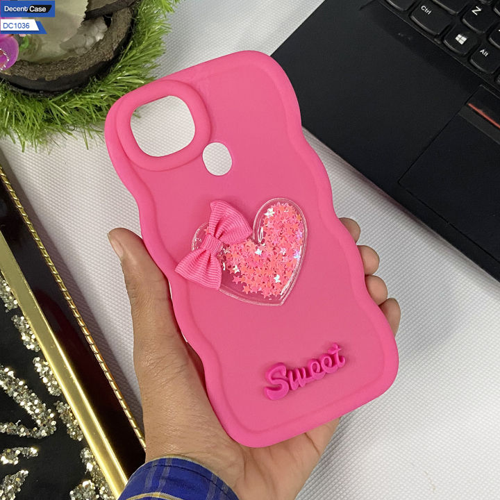 Oppo A5s Cover - Pink - New 3D Love Heart & Bow Sweet Soft Silicon Case ...