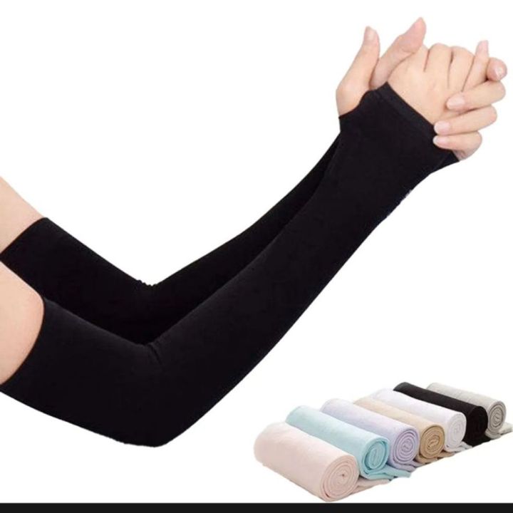 Ice Silk Sleeve Sunscreen Cuff Arm Uv Sun Protect AntiSlip Summer ...