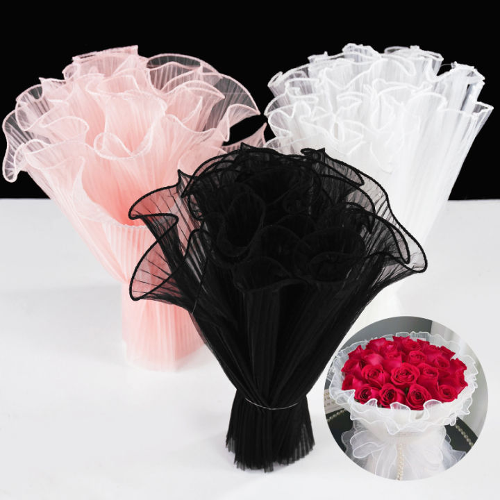 Tulip Rose Pearl Mesh Packaging Tulle Roll for Flower Bouquet Gift Bobo ...
