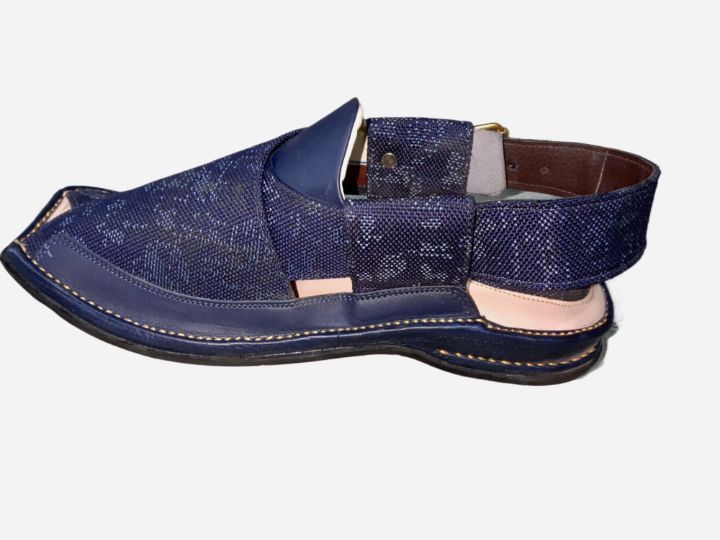 Navy Blue Kaptaan Chappal jeens soft sole | Peshawari Kheri for Men ...