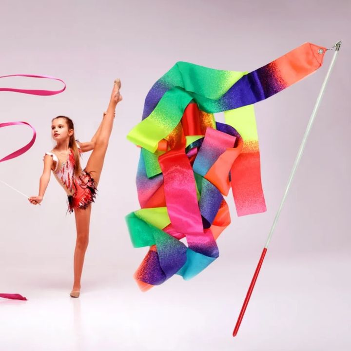2M/4M Rhythmic Gymnastics Equipment Stick Twirling Dance Ribbons ...
