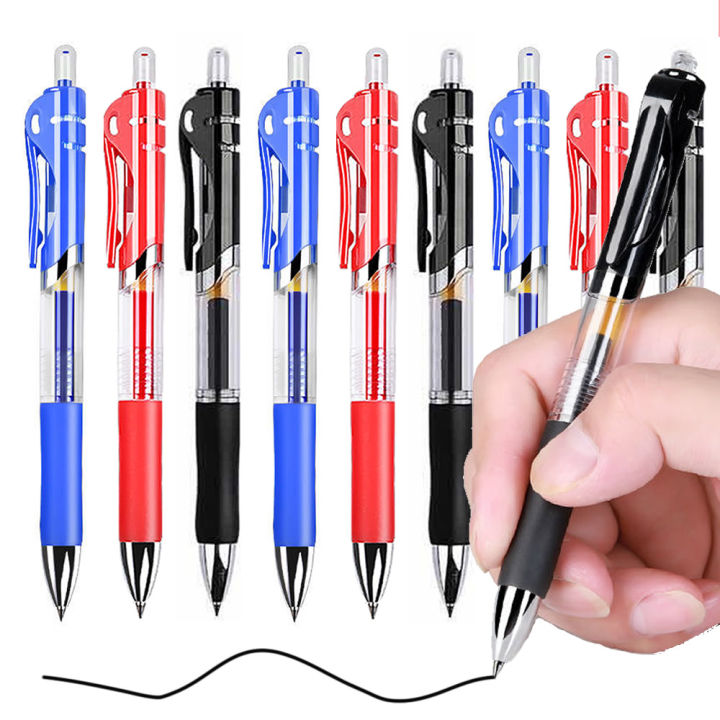 Retractable 0.5mm Red Blue Black Ink Gel Pens Colored Aesthetic ...