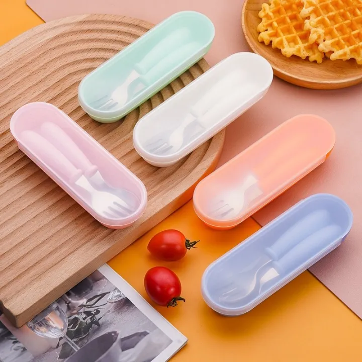 1set Children Spoon Forks Box Kids Stainless Steel Kids Cutlery ...