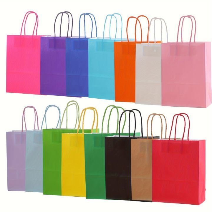 5pcs Medium Gift Bags 21x15x8cm - Multicolor Kraft Paper Bags for ...