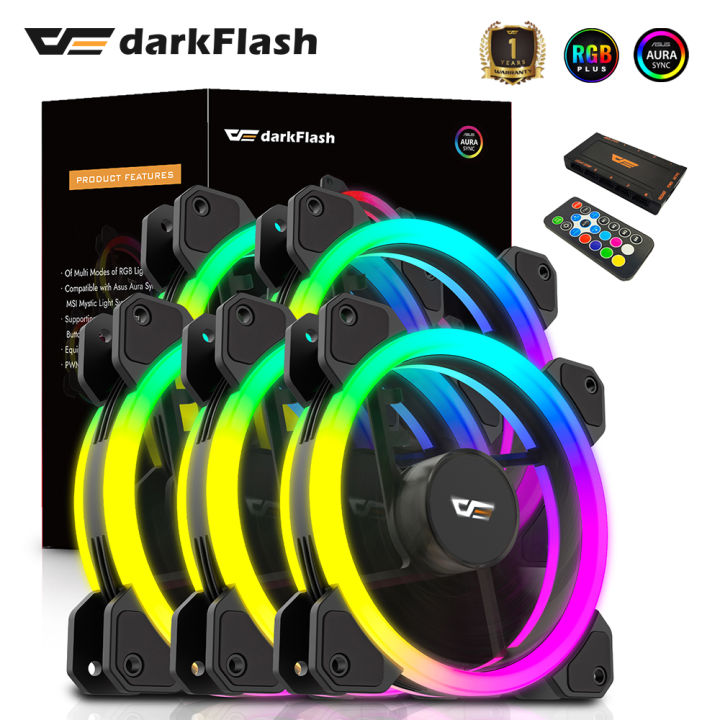 Darkflash DR11 RGB PC Case Fans Kits 6 Pin Double Ring ARGB Cooling for ...