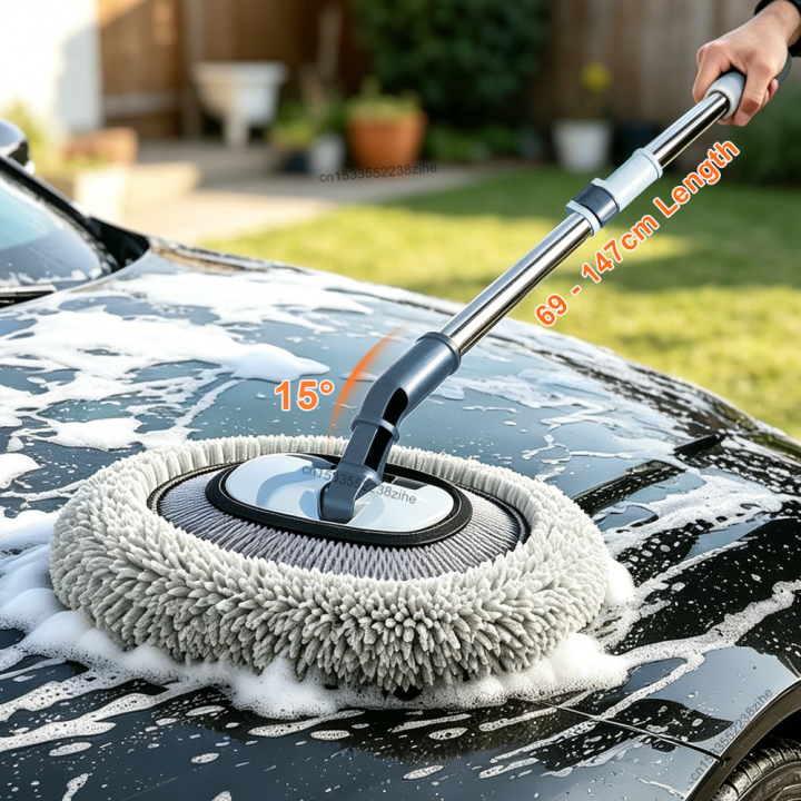 Car Wash Brush Car Cleaning Brush Telescopic Long Handle Car Wash Mop ...