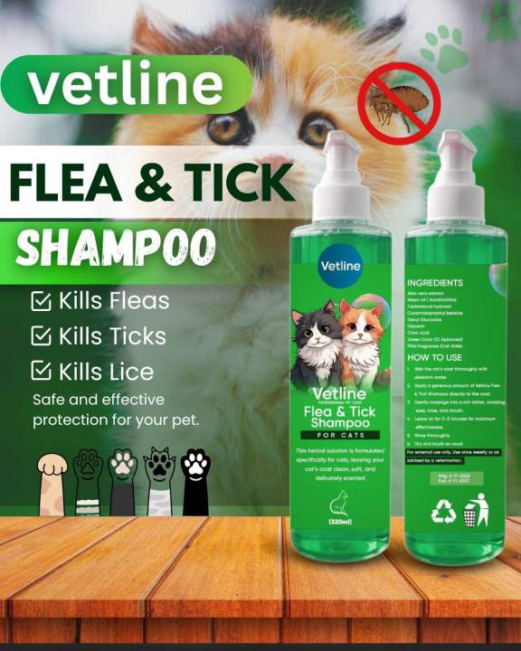 Vetline Flea & Tick Shampoo for Cats 320ml – Medicated Neem Aloe ...