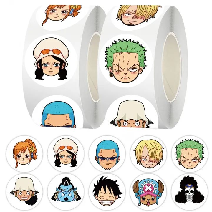 500PCS/Roll Kawaii One Piece DIY Cartoon Stickers Anime Seal Label ...