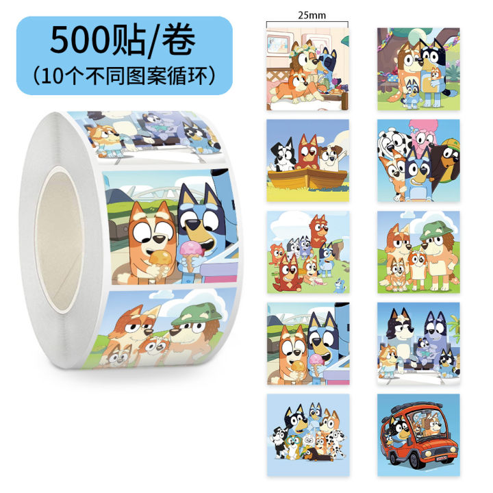 500pcs/Roll Cartoon Bluey Family Animation Sealing Sticker DIY PVC ...