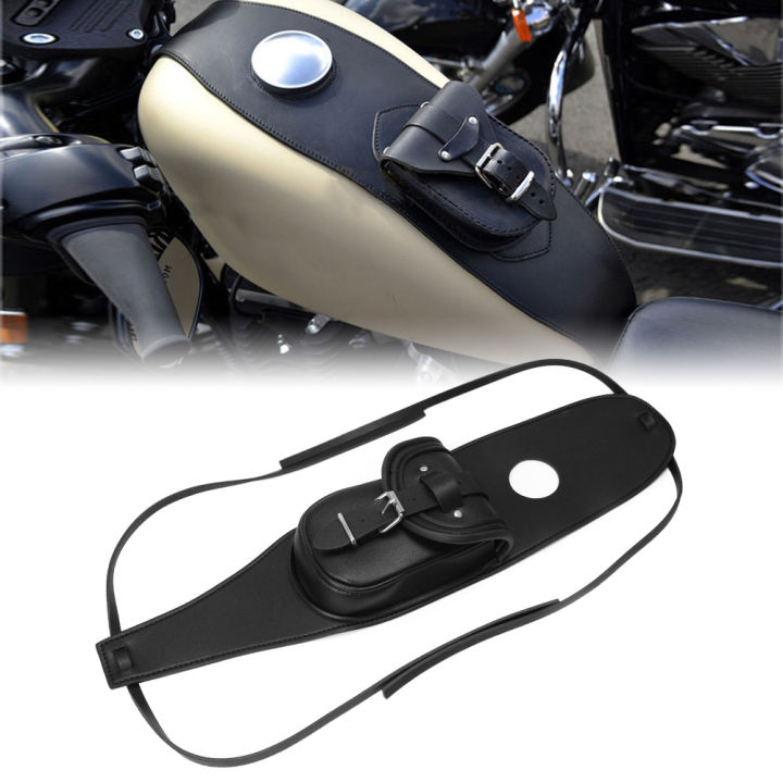 Motorcycle Black PU Leather Fuel Tank Chap Cover Panel Pad Bib Bra Bag ...