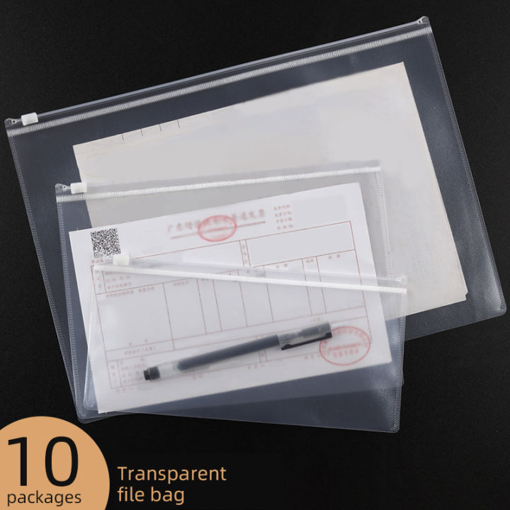 10Pcs Zipper Document Pouch Clear Waterproof File Bag for A4/A5/A6 ...