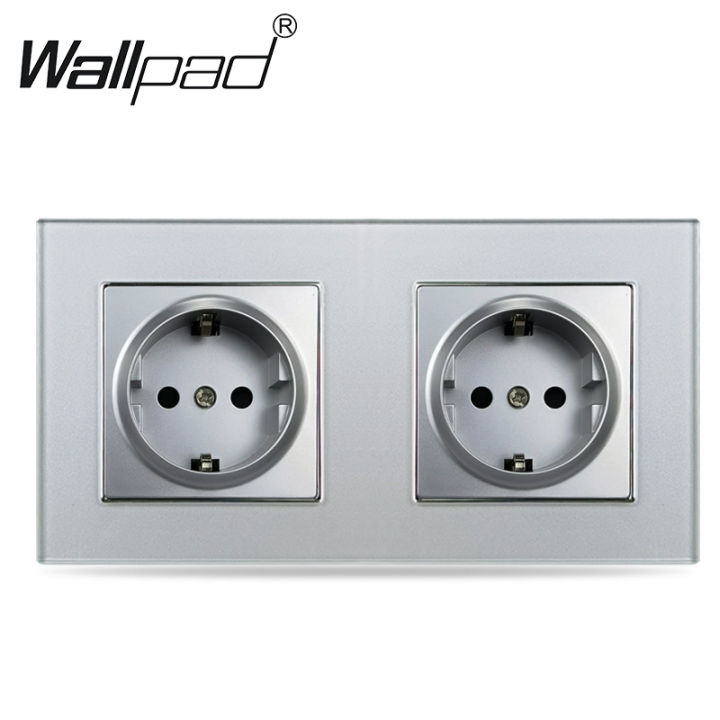 EU Standard Double Sockets Europe Dual Power Outlets 110-250V Glass ...
