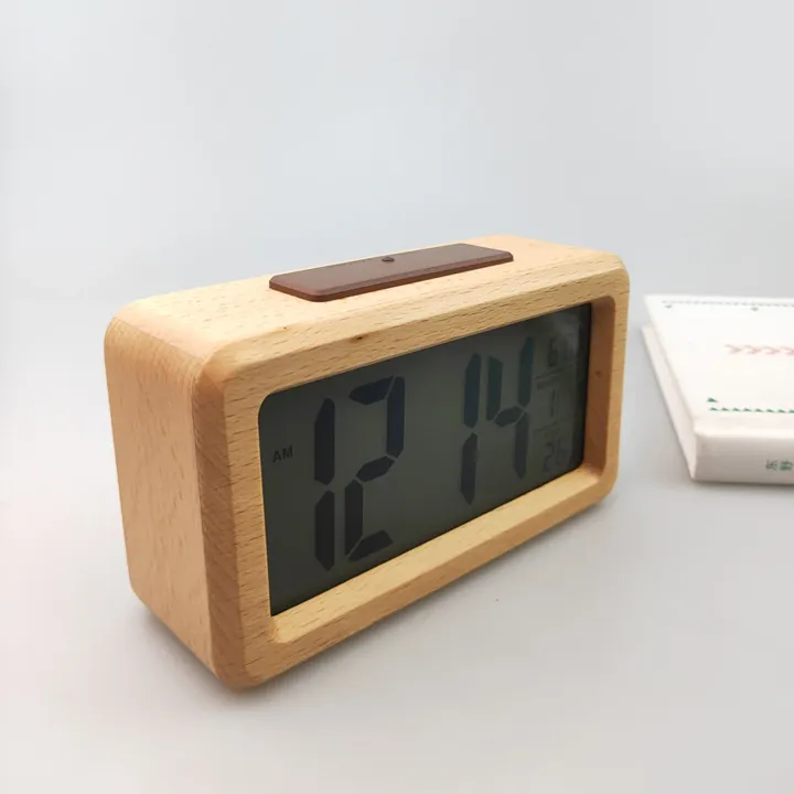 Digital Alarm Clock Wooden Electronic Digital Alarm Screen Desktop ...