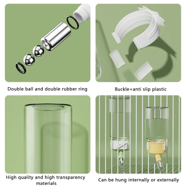Leakproof Hamster Drinker Water Bottle Dispenser Feeder Hanging Bead ...