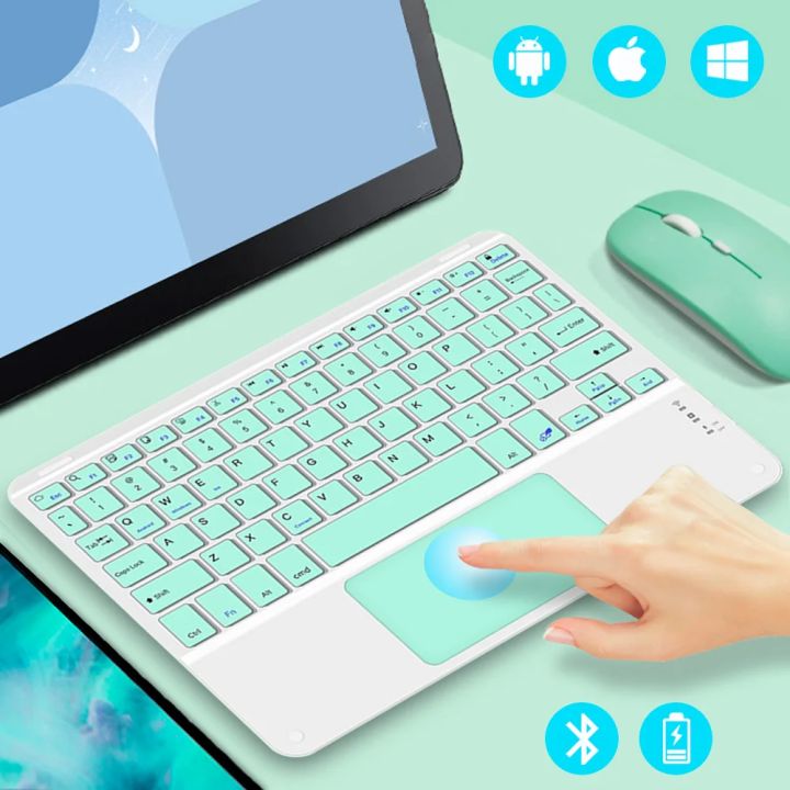For IPad Wireless Silent Keyboard with Touchpad for Xiaomi Samsung ...