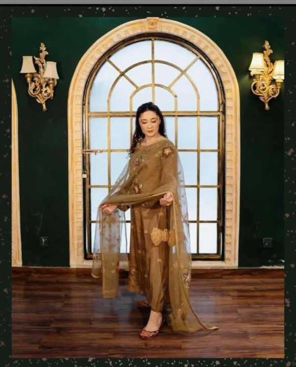 3 pcs suit Kathan silk hand.made zari beads work shirt Along with ...