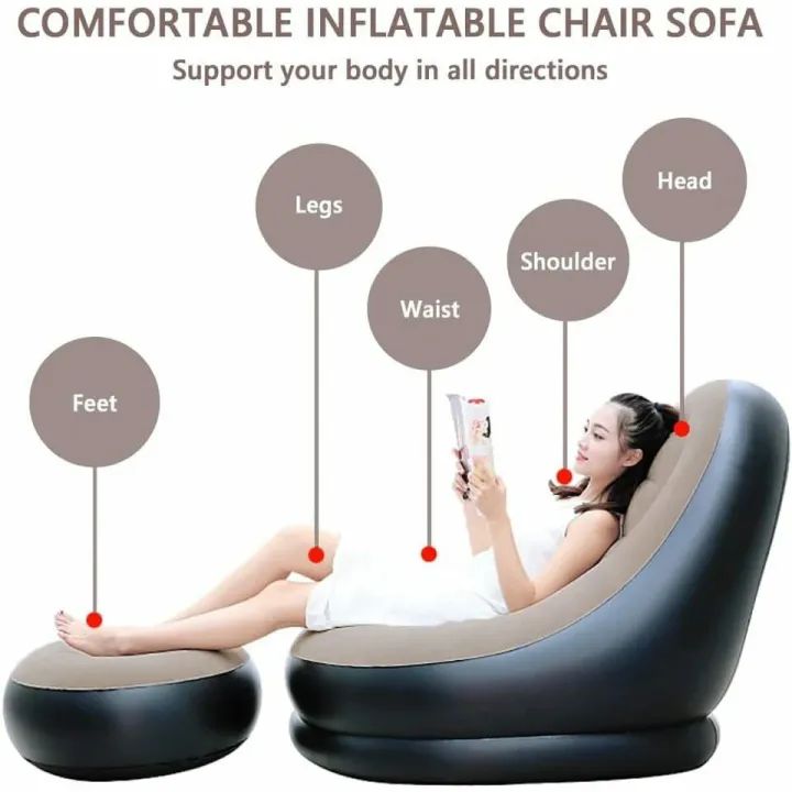 Inflatable Lounge Chair with Footrest, Portable Inflatable Seats ...