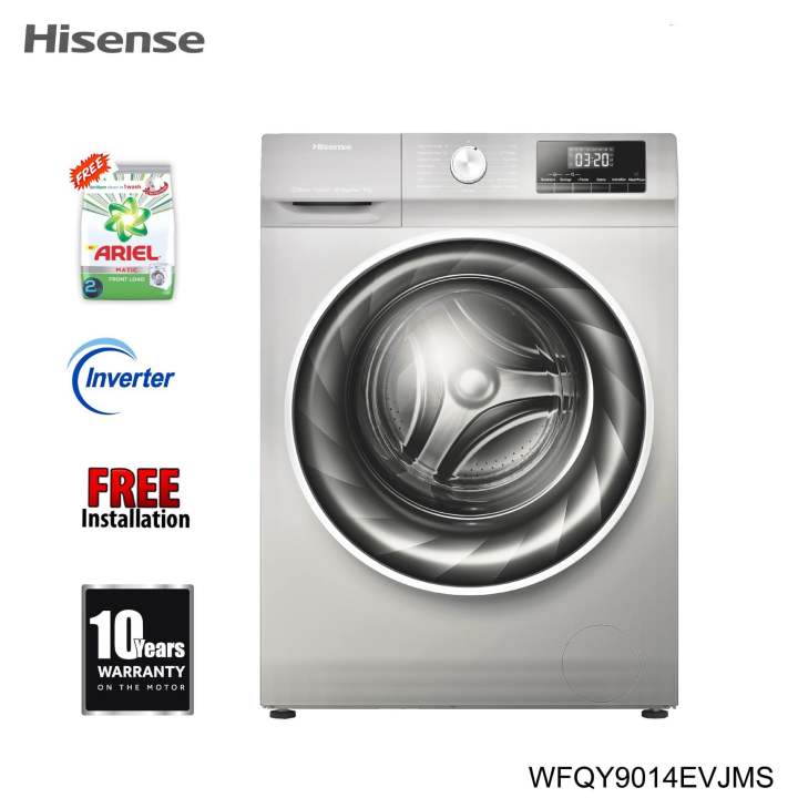 Hisense WFQY 9014EVJMS 9 Kg Front Load Washing Machine Inverter 1400 ...