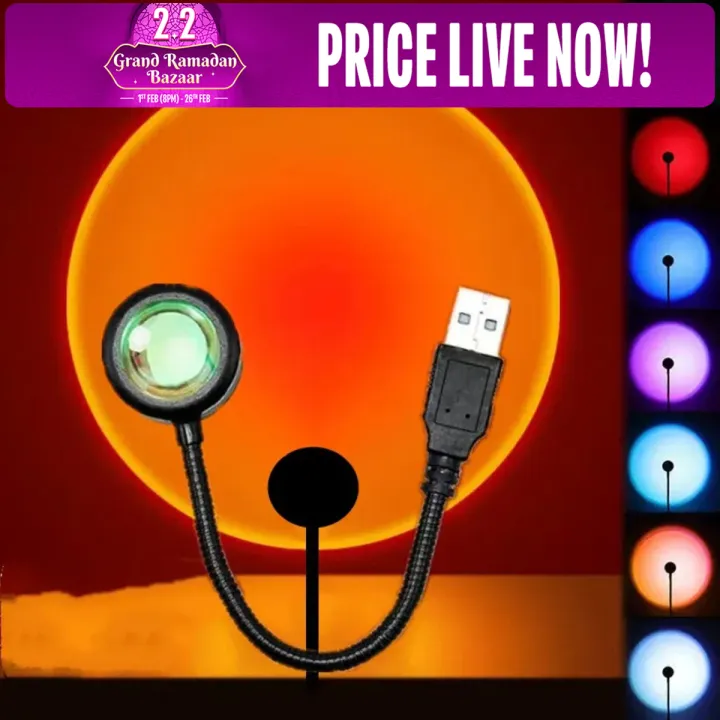 USB Sunset Lamp LED Projector – Rainbow Neon Atmosphere Light for ...