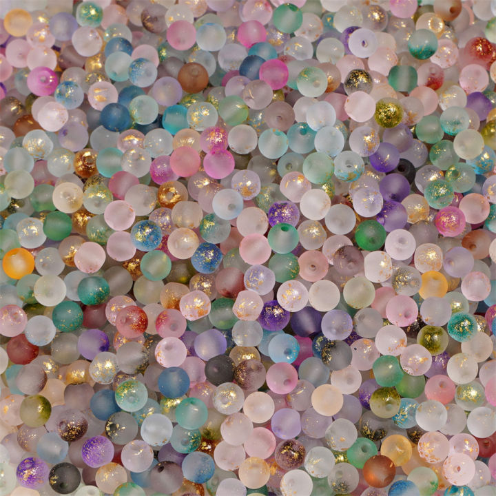 100/200/500Pcs 4mm Frosted Gold Splattered Glass Rice Beads Loose Beads ...