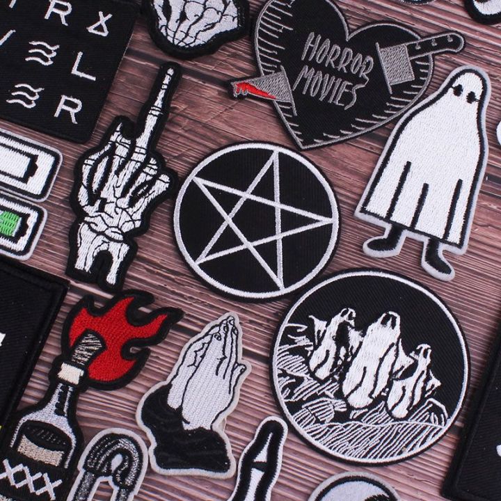 Punk Patch DIY Embroidery Patches for Clothing Stripes Badge Ghost ...