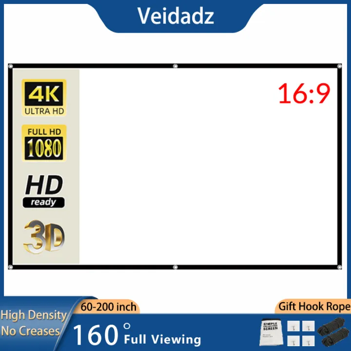 VEIDADZ 60-200 inch Portable Foldable Projector Screen High Density ...