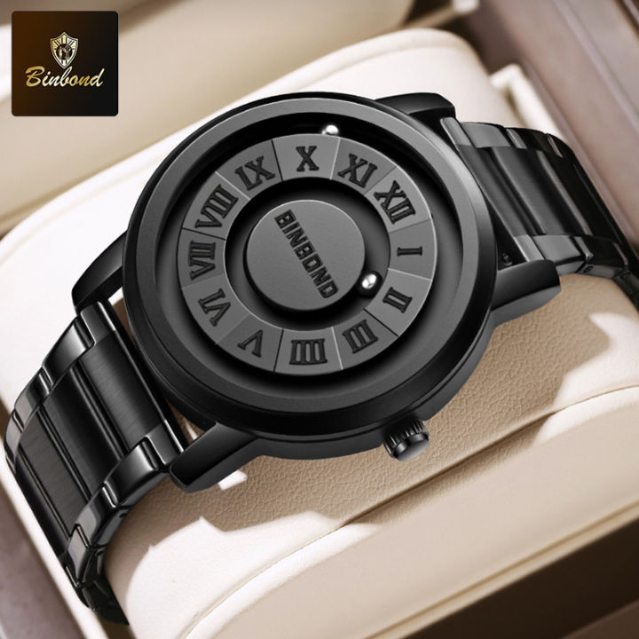 BINBOND Men's Quartz Watch Fashion Personality Creative Scrolling Iron ...