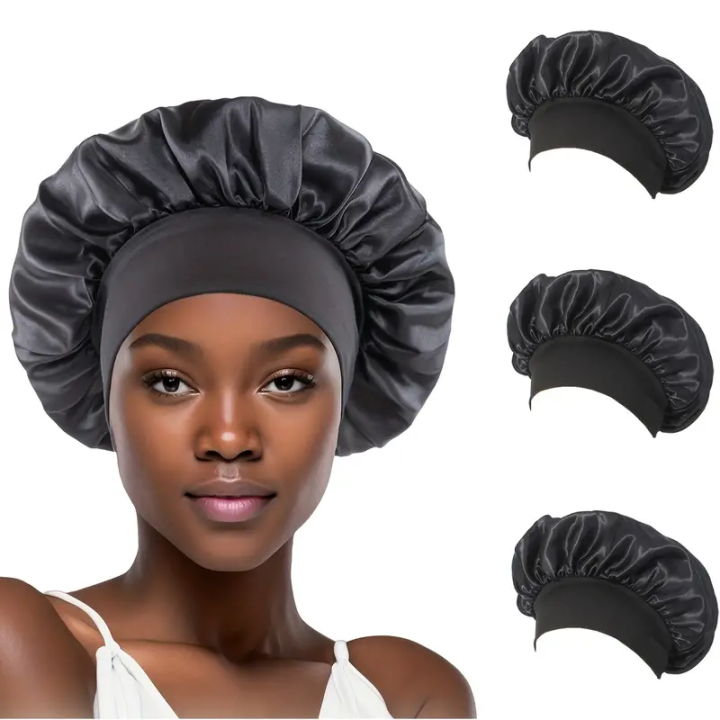 New Women Satin Bonnet Hair Styling Cap Long Hair Care Night Sleep Hat Silky Head Wrap Shower ...