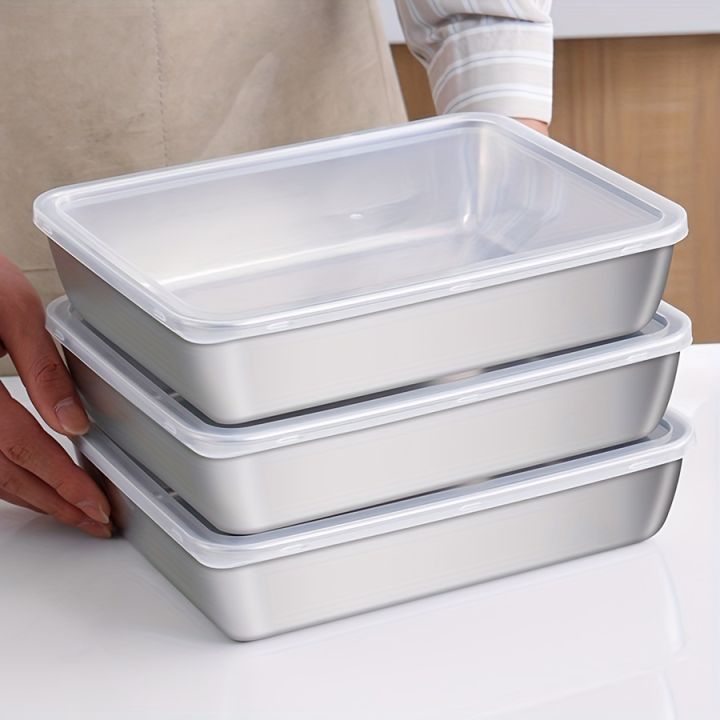 3-Piece Stainless Steel Food Storage Containers Set - Airtight BPA-Free ...