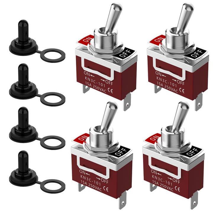 2/4Pcs Marine Waterproof Toggle Switch 12V DC 30A Heavy Duty 250V AC ...