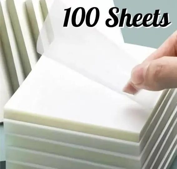100 Sheets Transparent Sticky Notes 3" x 3" Self Sticky Clear Note Pads ...