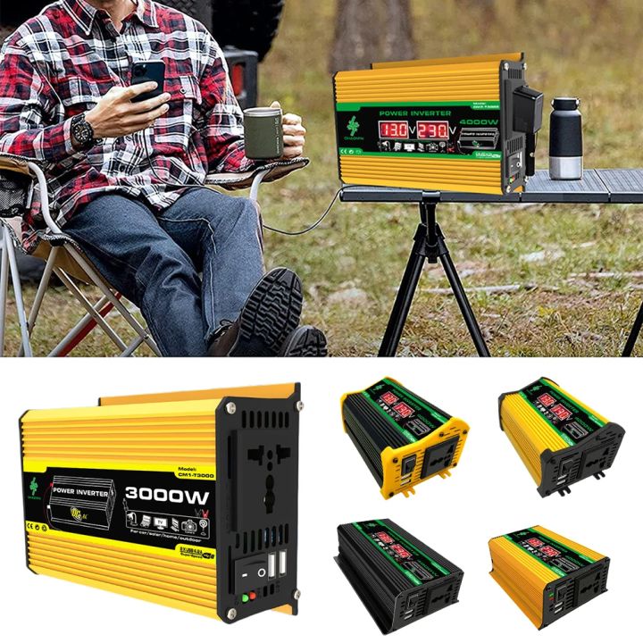 4000W DC 12V To AC 110/220V Portable Car Power Inverter Charger ...