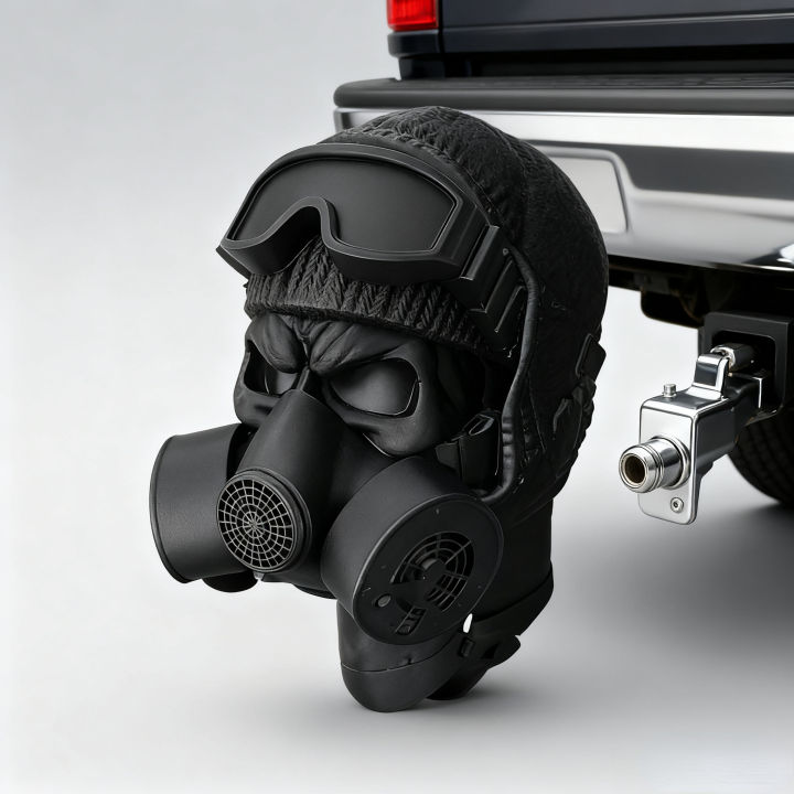 Auto Trailer Hitch Cover With Steel Helmet And Gas Mask 3D Printed ...