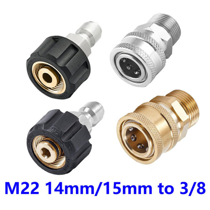 Tool Daily Pressure Washer Adapter Set Quick Connect Fittings M22 15mm or 14mm to 3/8 Plug for ...
