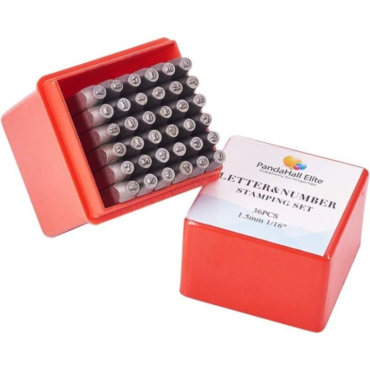 36 Pcs Letter and Number Metal Stamp Set 1/20 inch 1.5mm Alphabet A-Z ...