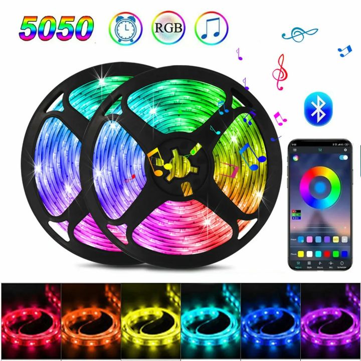 5M RGB LED Strip Light SMD 5050 USB Remote&APP Control Bluetooth ...