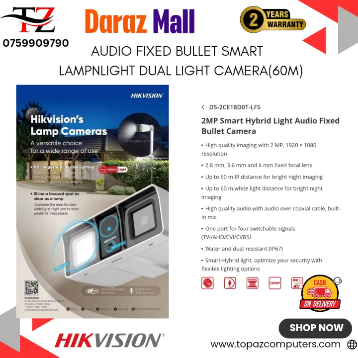 2MP Smart Hybrid Light Audio Fixed Bullet Camera | Daraz.lk