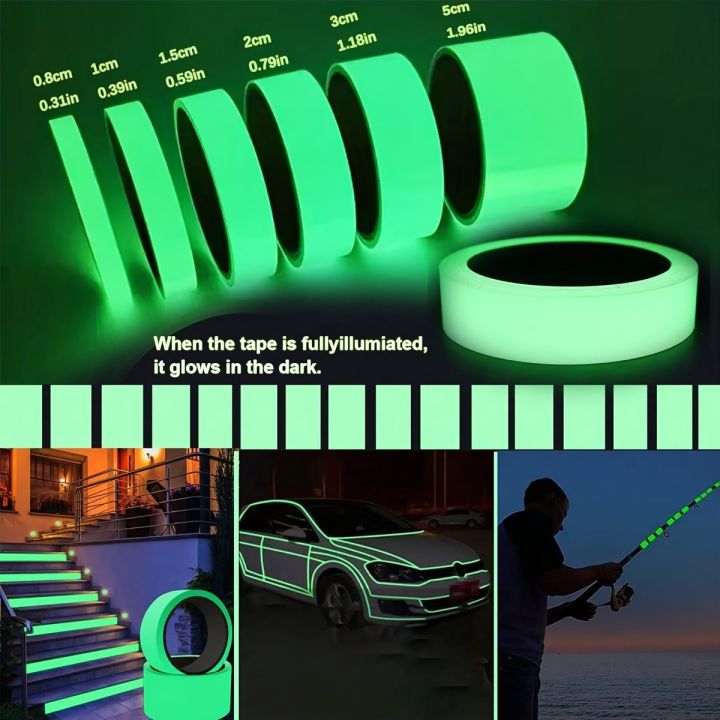 Luminous Fluorescent Night Self-adhesive Glow In The Dark Sticker Tape Safety Security Home ...