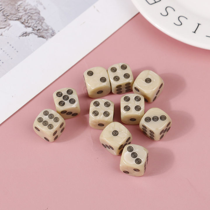 10pcs Round Corners 6-sided D6 Dice Set 16mm Acrylic Ivory Dice For ...