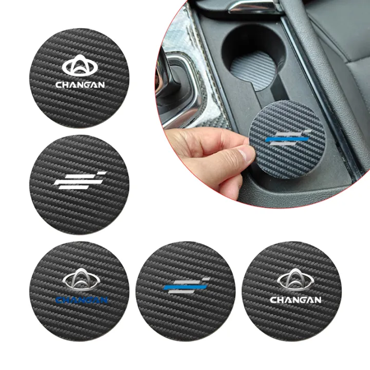 Carbon Fiber PU Leather Car Water Cup Pad Water Cup Coaster For Changan Oshan X7 PLUS Z6 Z6iDD ...