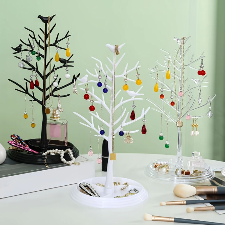 1pc,Tree shaped jewelry display stand with tray, earrings, necklaces ...